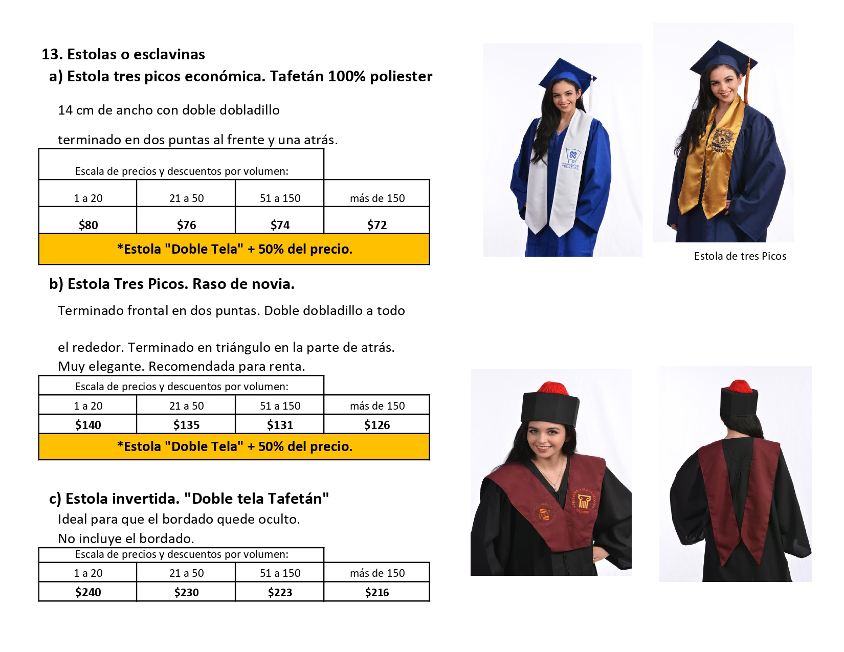 Lista de Precios – Togas México