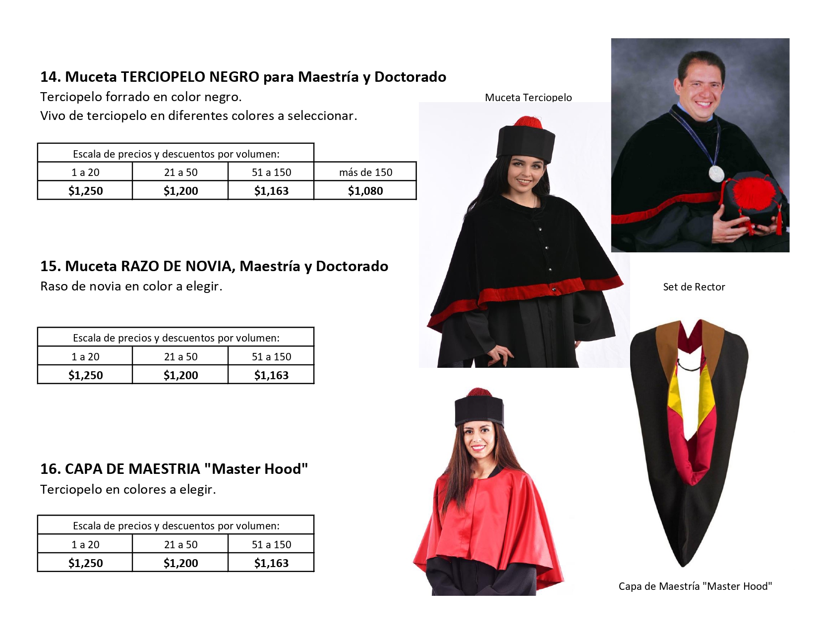 Lista de Precios – Togas México