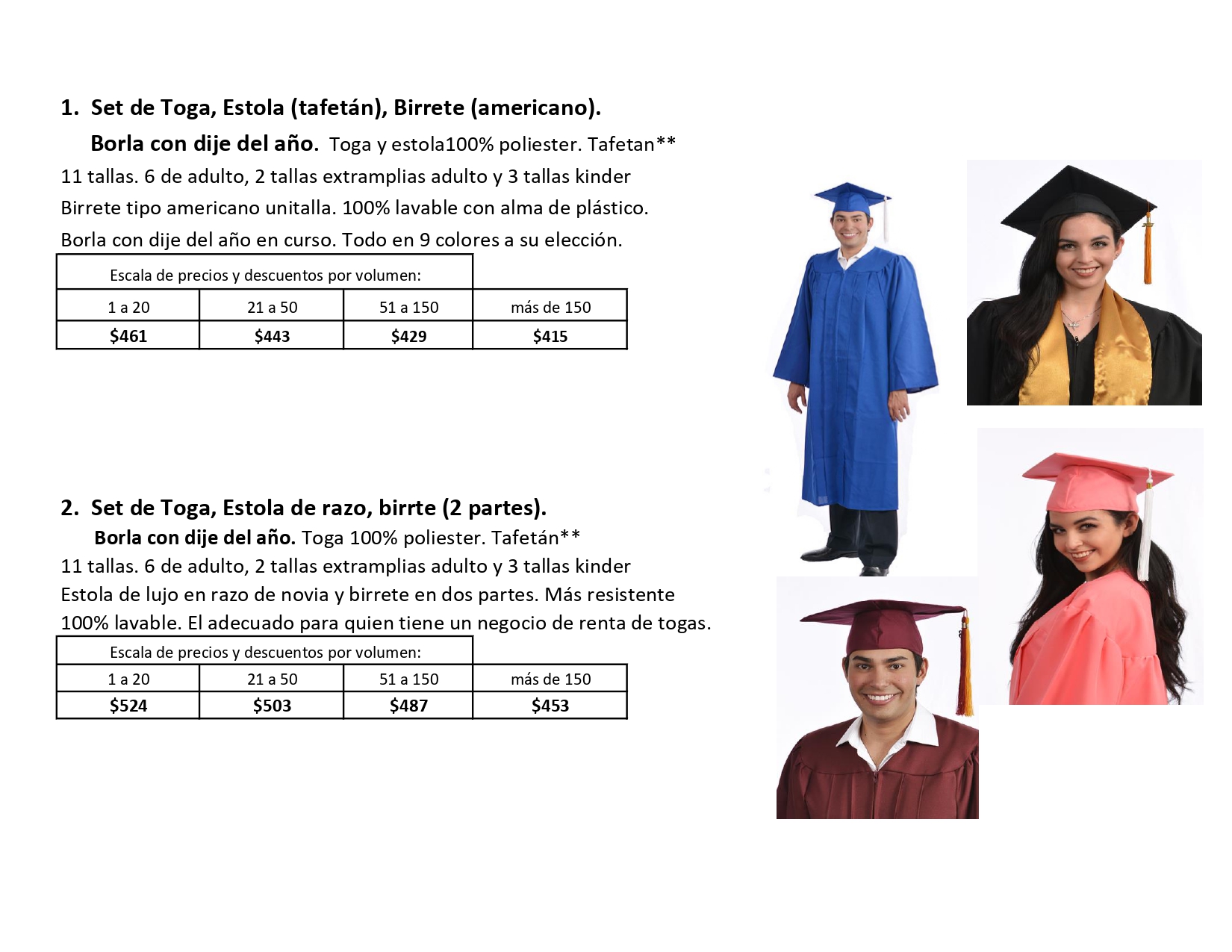 Lista de Precios – Togas México