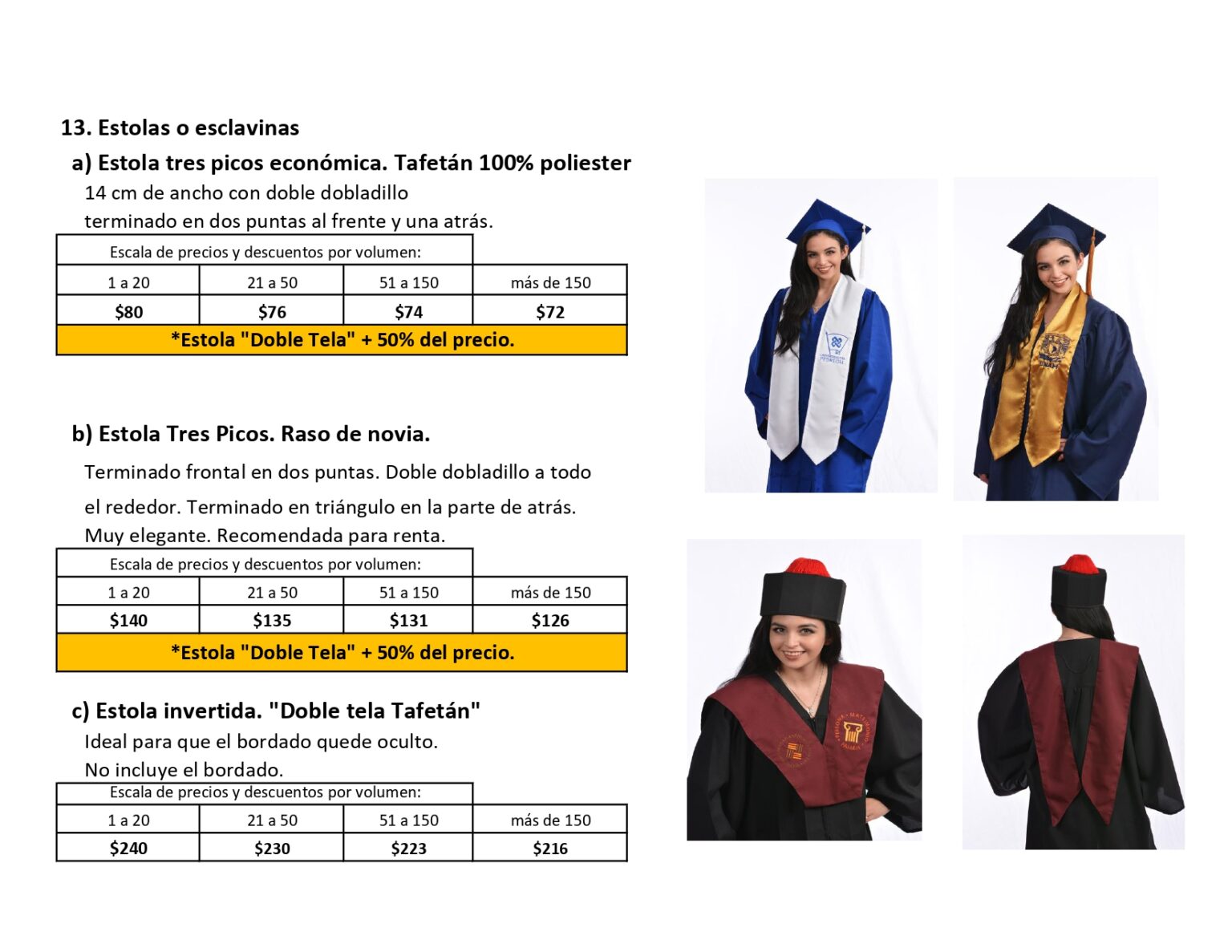Lista de Precios – Togas México