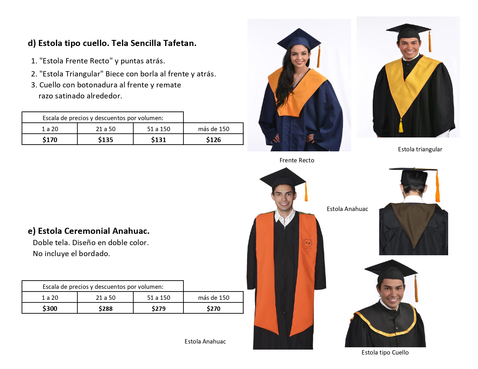 Lista de Precios – Togas México